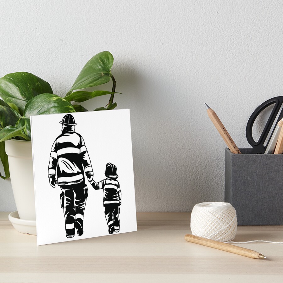 "Firefighter dad and son" Art Print for Sale by Isidroward | Redbubble