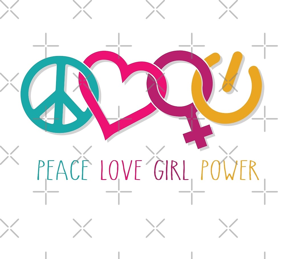 "Peace Love Girl Power Symbol Multicolor" by jitterfly | Redbubble