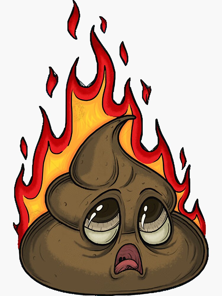 "Flaming Poop " Sticker by SamuelAdam1704 | Redbubble