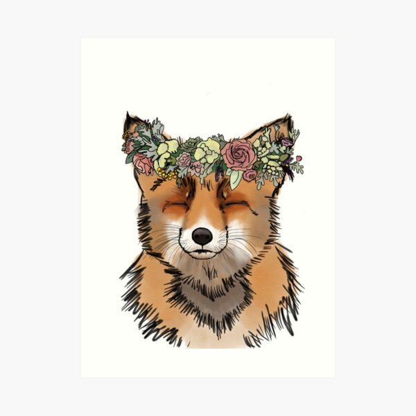 Fox Flower Crown Art Prints | Redbubble