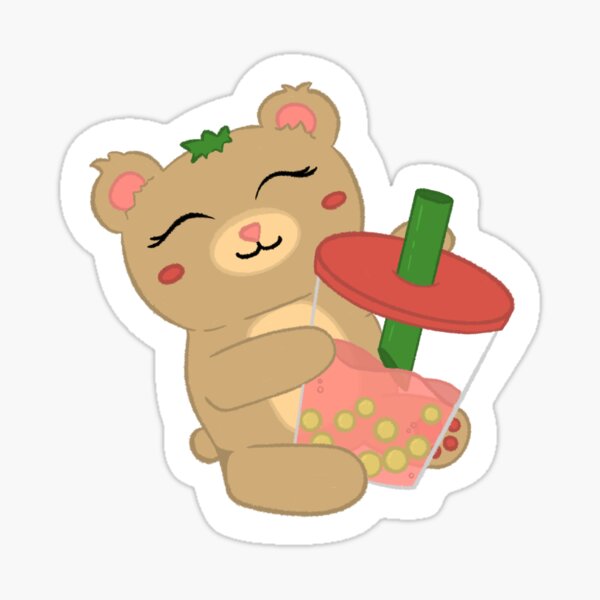 "Strawberry Boba Bear" Sticker by sassyteabag | Redbubble