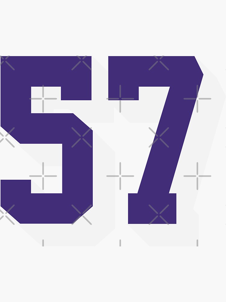 "Jersey Number 57 Purple" Sticker by jiromie | Redbubble
