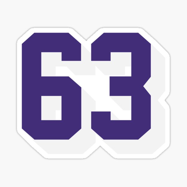 "Jersey Number 63 Purple" Sticker by jiromie | Redbubble