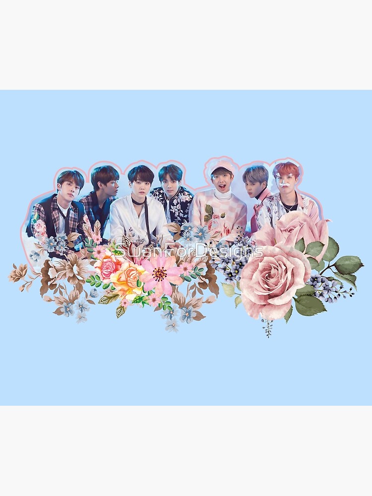 "BtS Members With Flowers" Poster for Sale by SwanForDesigns | Redbubble