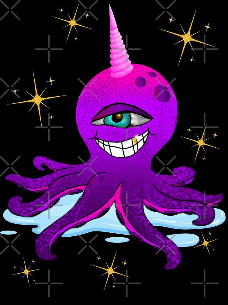 ""Octocorn" Purple Textured Octopus Unicorn/ Fantasy Creature" Sticker ...