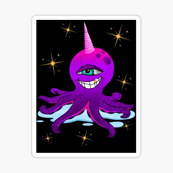 ""Octocorn" Purple Textured Octopus Unicorn/ Fantasy Creature" Sticker ...