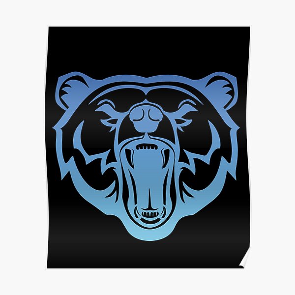 "Bear Face in sky blue color gradient" Poster for Sale by Cute--Animals ...