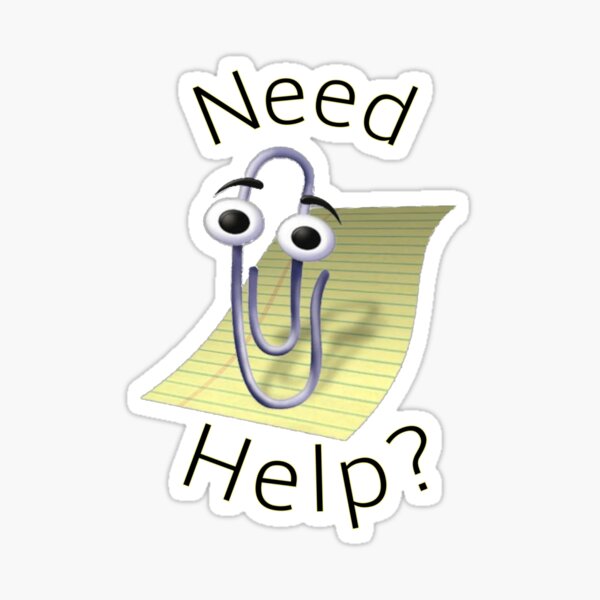 "Clippy Help" Sticker for Sale by MrDaddyTs | Redbubble