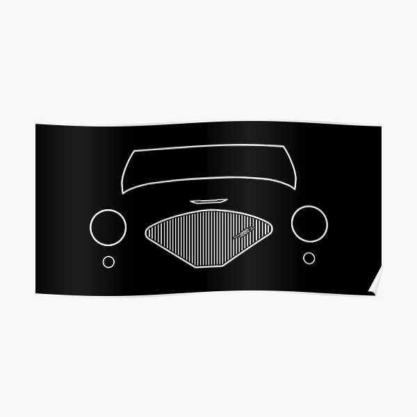 "Austin-Healey 100 1950s classic car white outline graphic " Poster for ...