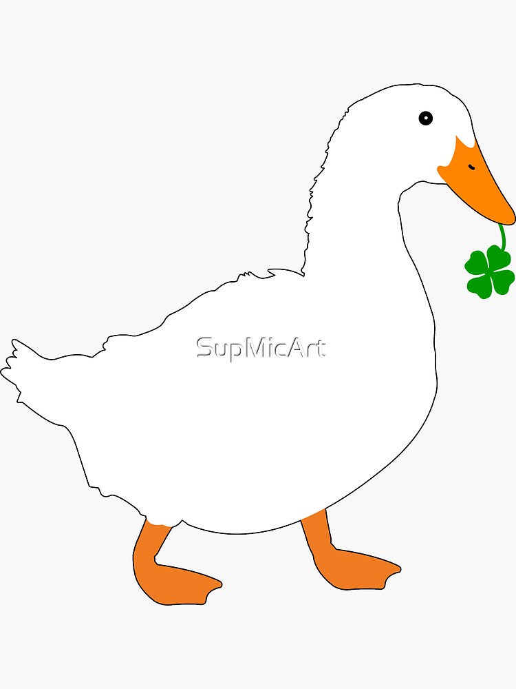 "Cute Duck with good luck Clover" Sticker for Sale by SupMicArt | Redbubble