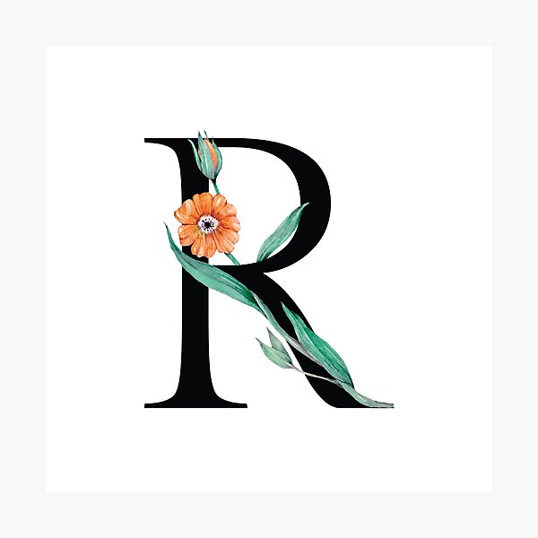 Lámina fotográfica «Diseño de ilustración de letra R con flores» de ...