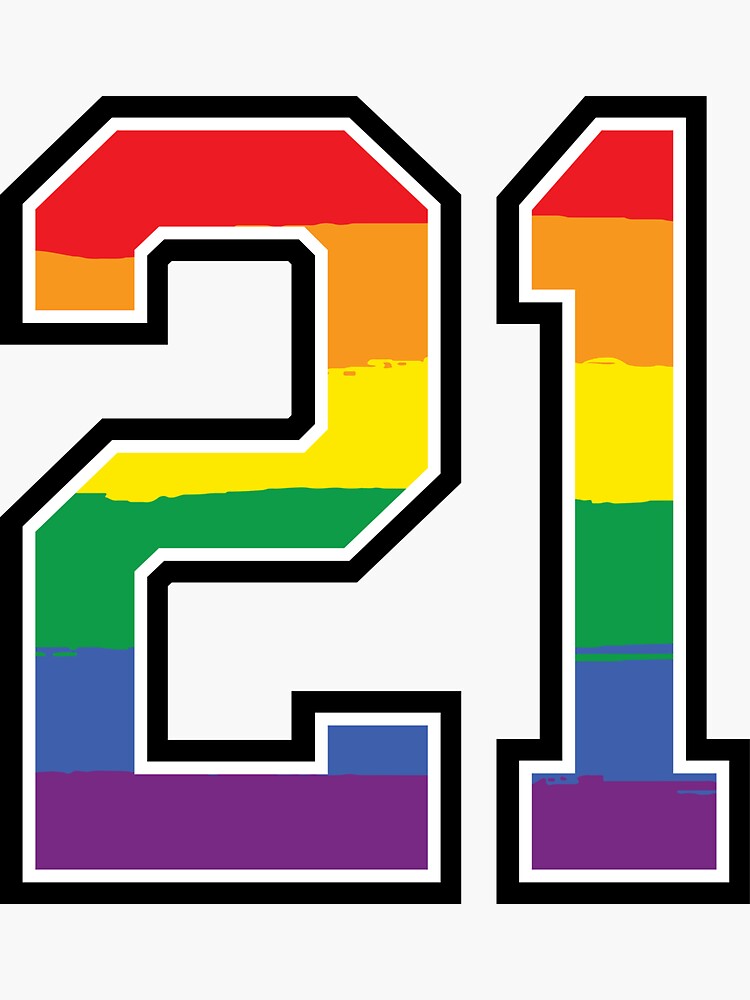 "Number 21 Rainbow LGBT pride twenty one" Sticker by LoveIsColorful ...