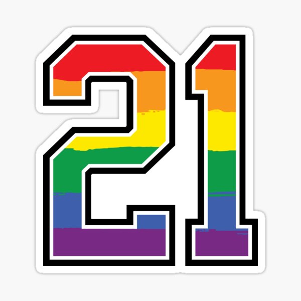 "Number 21 Rainbow LGBT pride twenty one" Sticker by LoveIsColorful ...