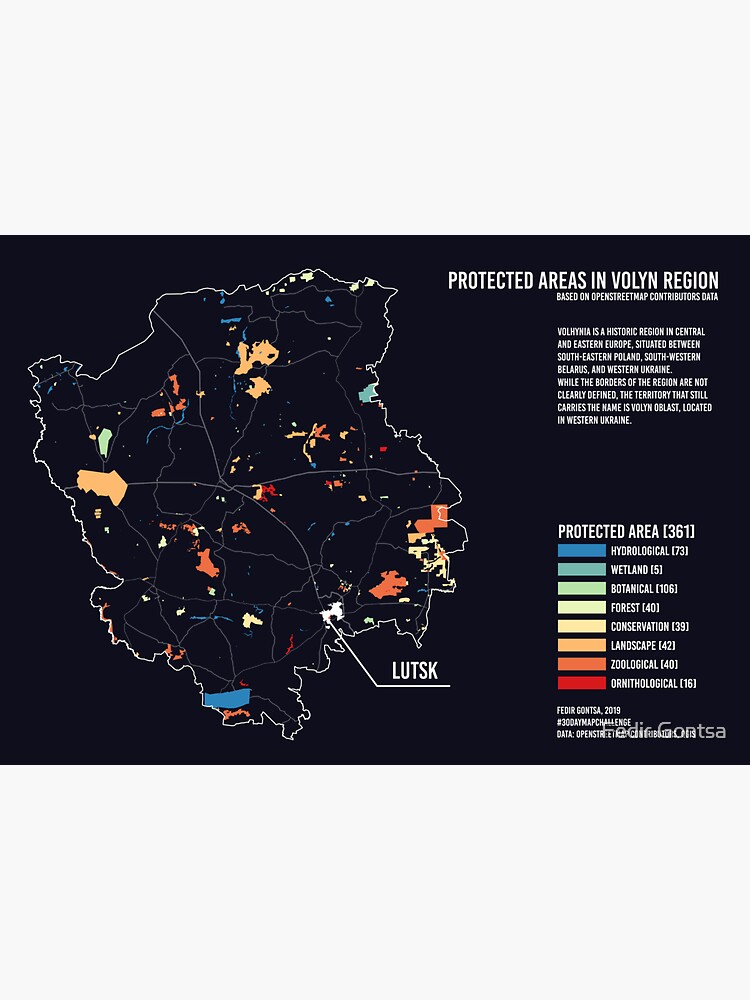 "Protected areas in Volyn region, Ukraine. Based on Openstreetmap ...