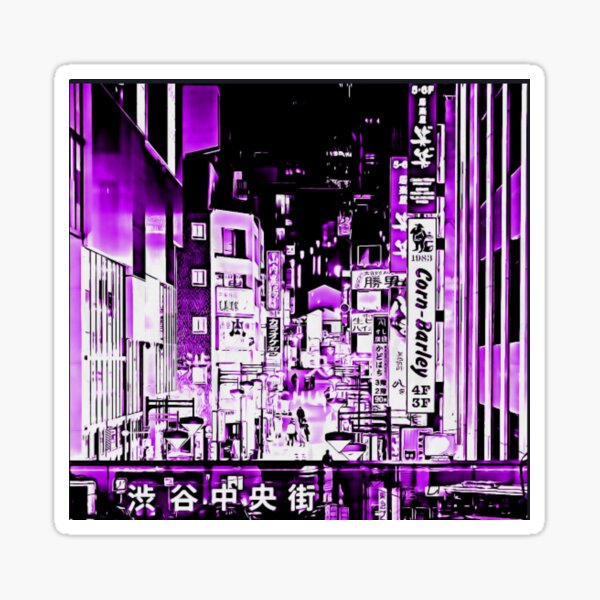 "Purple Town" Sticker by Ragedon | Redbubble
