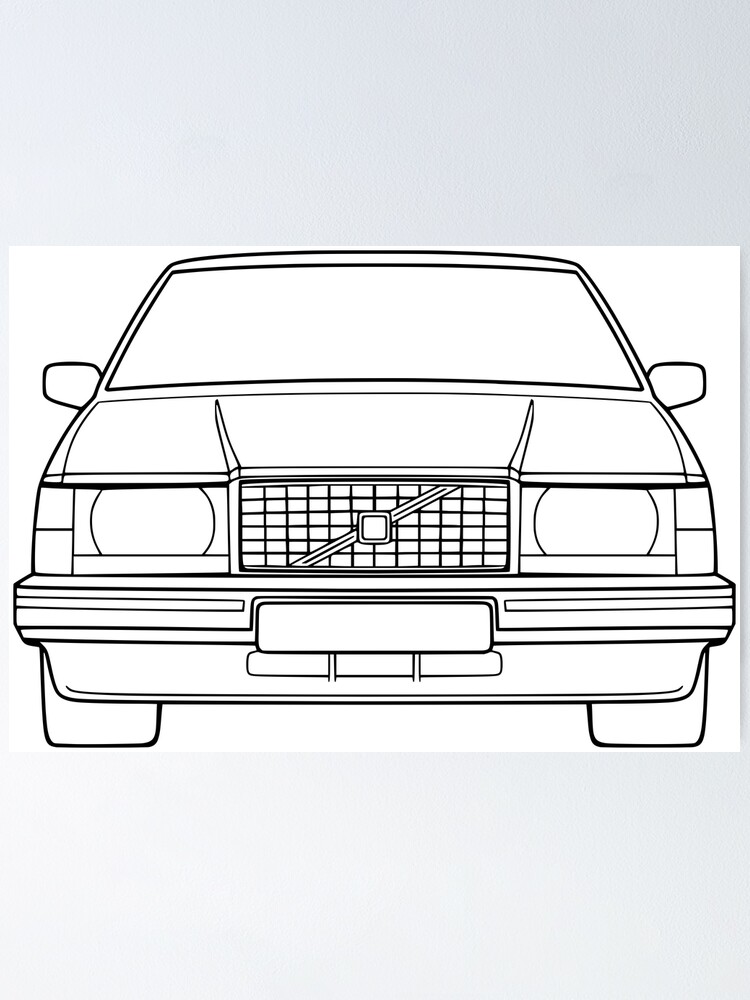 "Volvo 740 760 Turbo Front Flatnose before facelift black lines" Poster ...