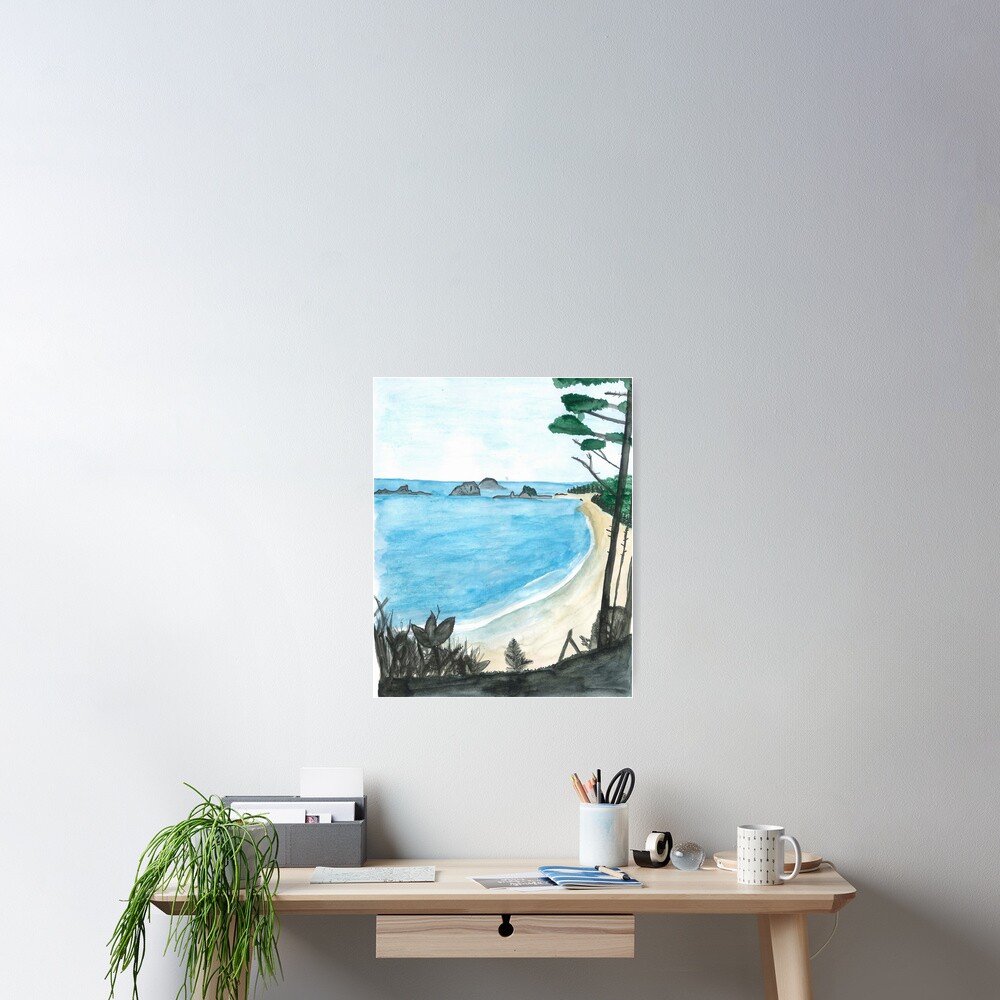 "Watercolor Beach Landscape " Poster for Sale by SimplyPractical ...