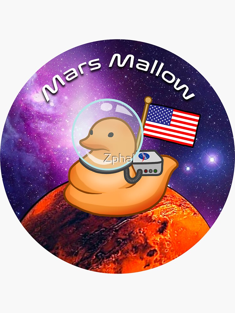 "Mars Mallow Peeps - Orange Marshmallow Peep Chick on Mars w/ USA Flag ...