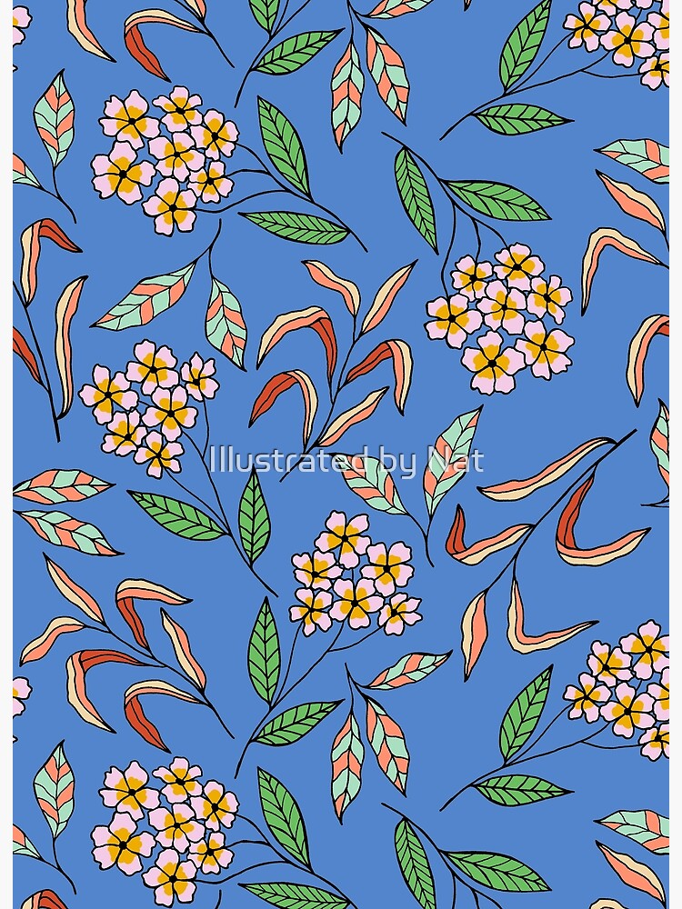 "Simple & bright floral design in blue" Poster for Sale by ...