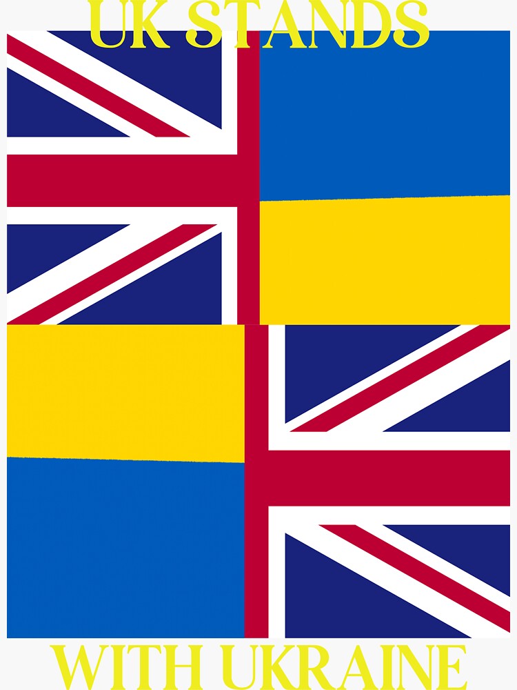 "UK STANDS WITH UKRAINE FLAGS " Sticker for Sale by Britishglory ...
