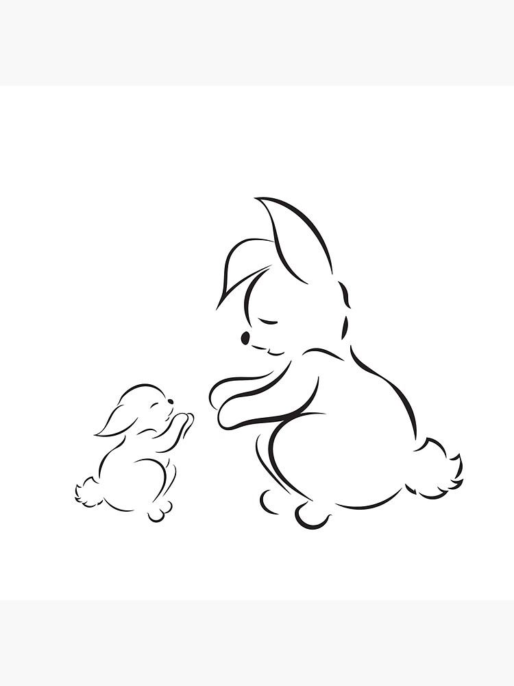 "black outline cute family rabbits mother and baby " Sticker for Sale ...