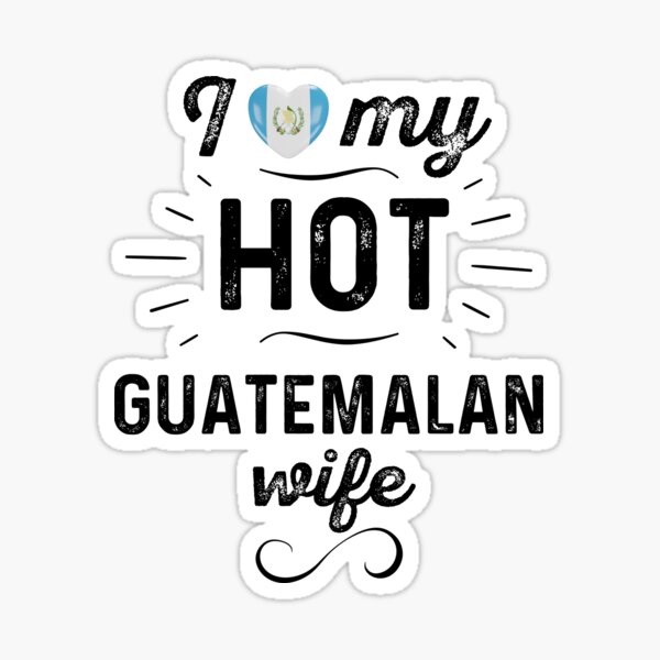 "I Love My Hot Guyanese Husband Heart Flag Typography Design" Sticker ...