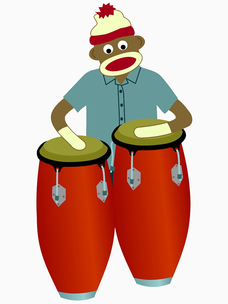 "Sock Monkey Congas" T-shirt for Sale by pounddesigns | Redbubble ...