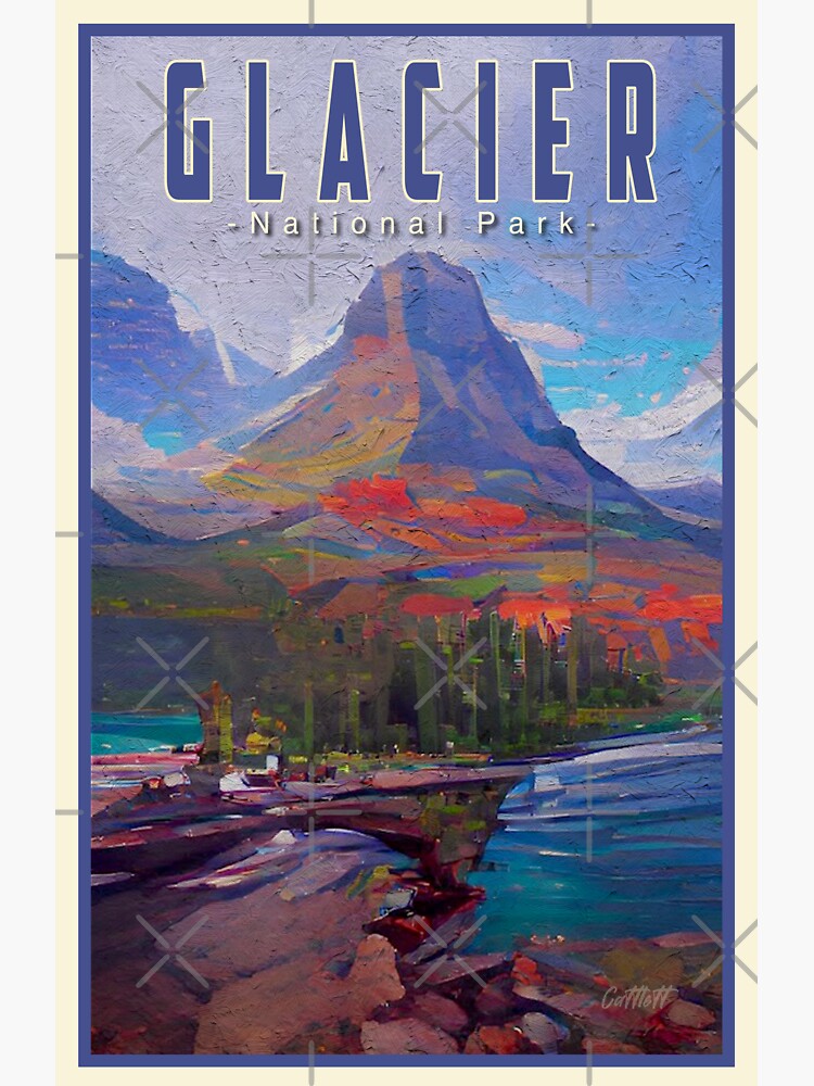 "Helena Glacier National Park Travel Montana" Sticker by CattlettArt ...