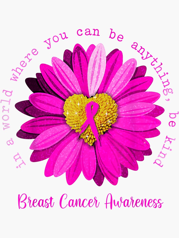 "Daisy Be Kind Breast Cancer Awareness Pink Ribbon" Sticker by ...