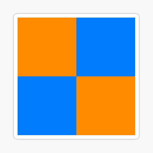 "Contrasting colors checkerboard pattern blue orange" Sticker by ...