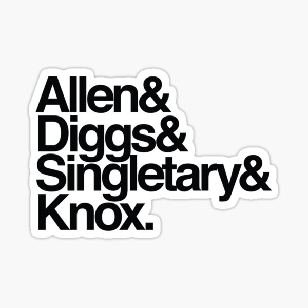 "Allen Diggs Singletary Knox " Sticker by ChloeLyn9 | Redbubble
