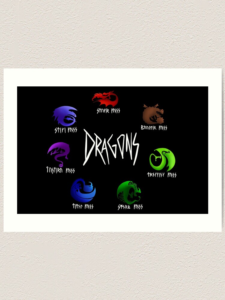 "HTTYD Dragon Classifications with White Font" Art Print for Sale by ...