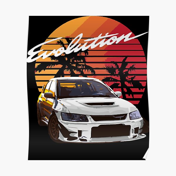 "Music Vintage Retro Mitsubishi Evolution Evo Summer" Poster for Sale ...