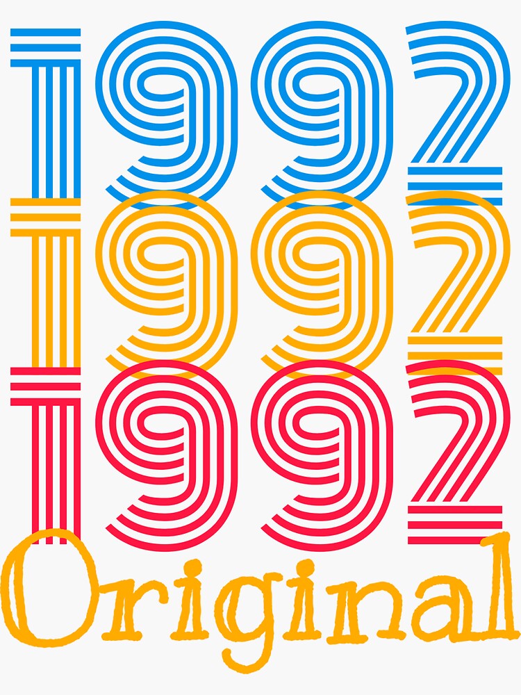 "1992 original birthday" Sticker by designer-tobi | Redbubble
