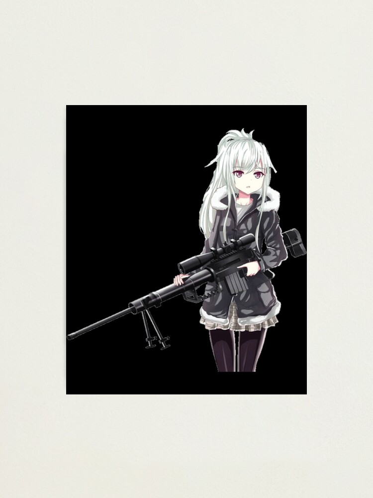 Lámina fotográfica «Chica anime con pistola - Kawaii waifu con rifle ...