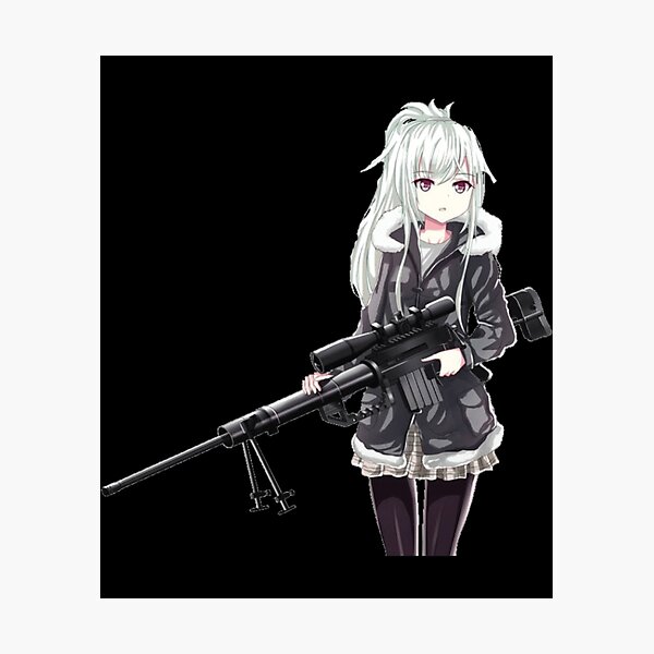 Lámina fotográfica «Chica anime con pistola - Kawaii waifu con rifle ...