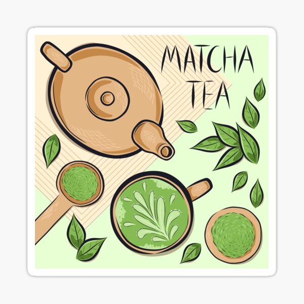 "Matcha Green Tea" Sticker by StassyDraws | Redbubble