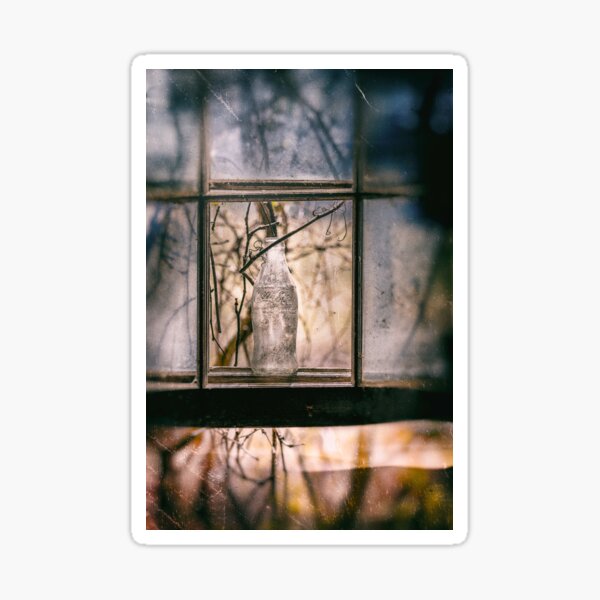 "Old Bottle In An Old Window 2" Sticker by butterbean57 | Redbubble