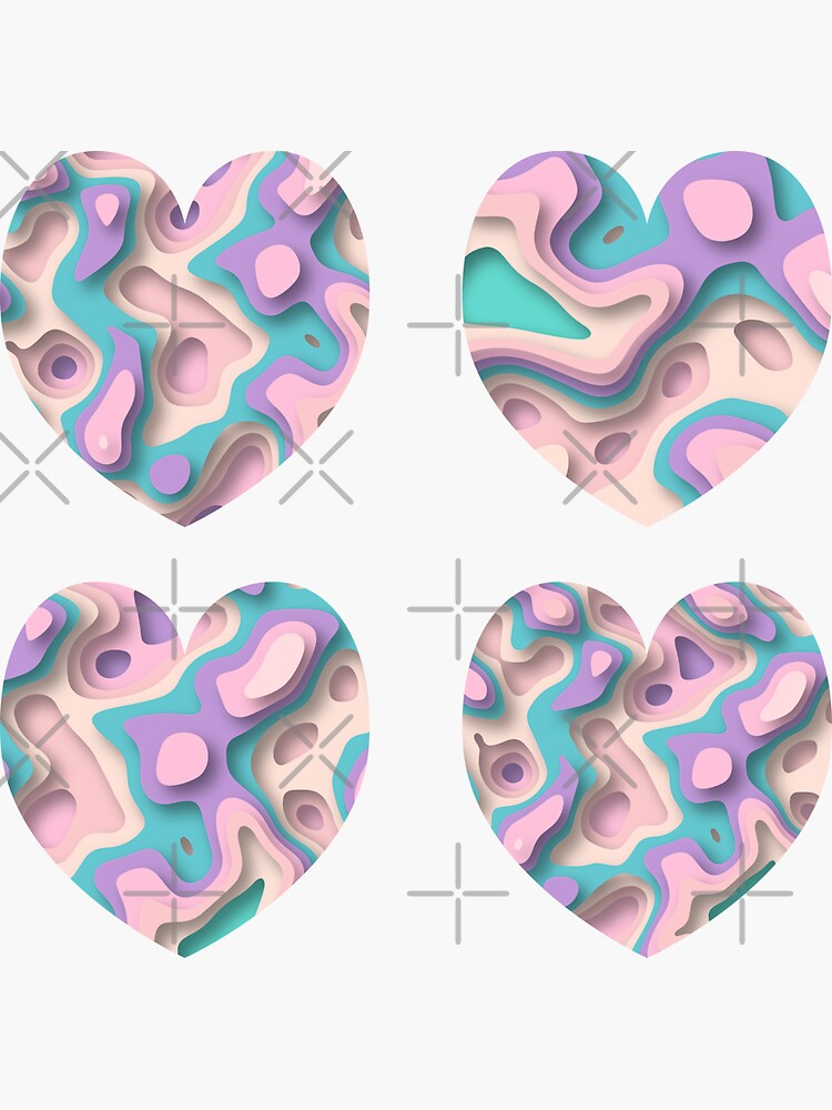"Pink Pastel Trippy Art Pattern - Hearts Pack" Sticker by StassyDraws ...