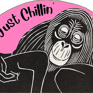 "Funny Laid-Back Orangutan, Just Chillin’, Pink background" Greeting ...