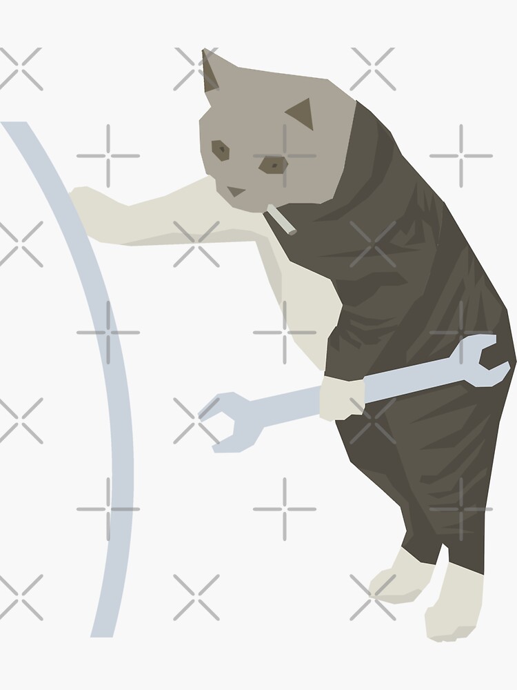 "Cat Mechanic. Cute Minimalistic Cat as a Mechanic Design." Sticker by ...