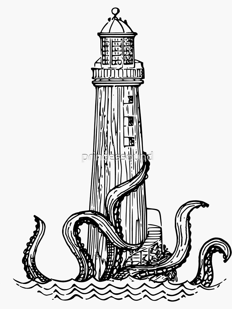 "the lighthouse & the kraken" Sticker for Sale by princessound | Redbubble