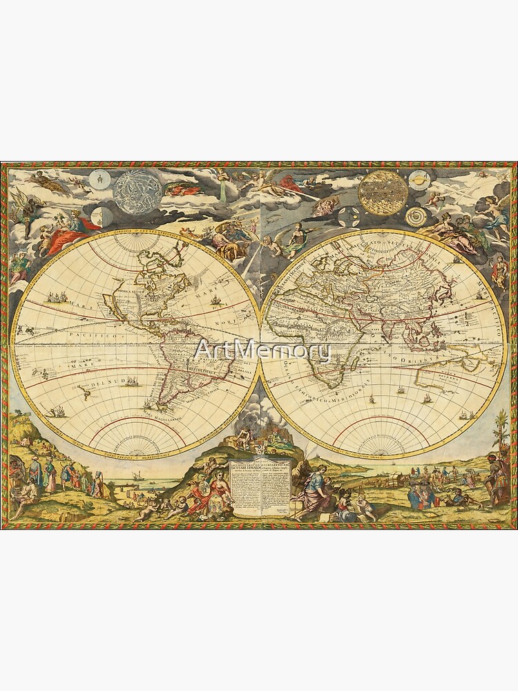 "Vintage Map – Old World Atlas Map, 1700 by Paolo Petrini " Art Print ...