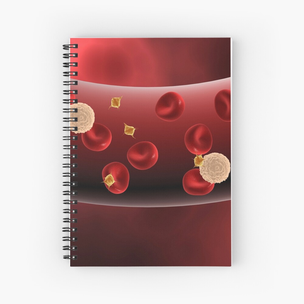 "Blood vessel with platelets, white blood cells and red blood cells ...