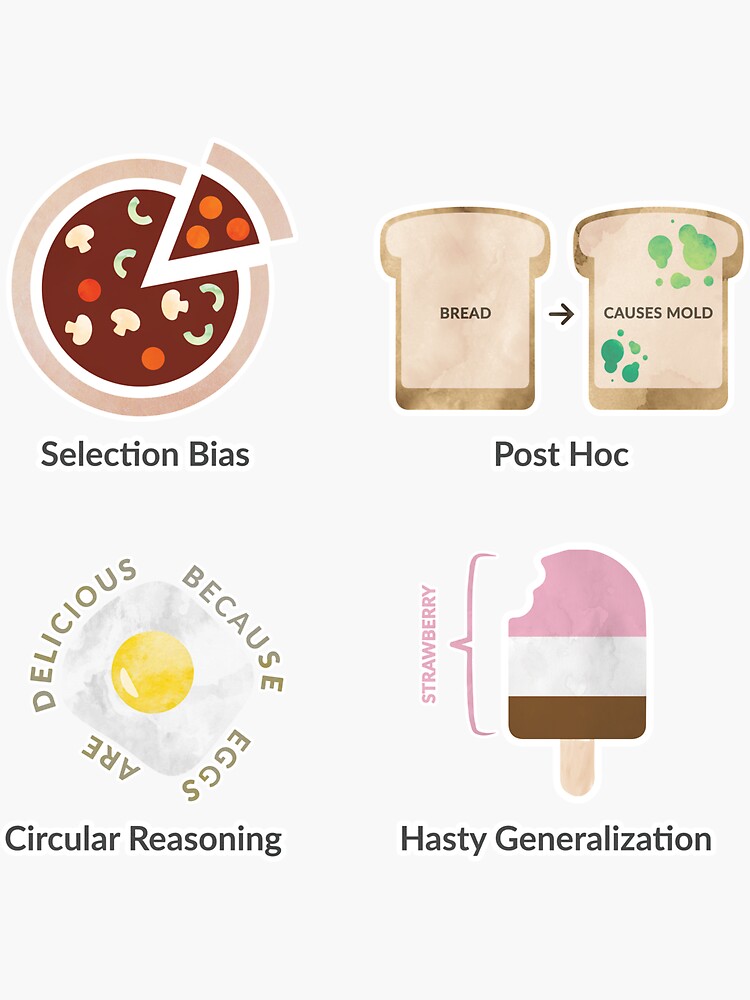 "Fallacies & Food" Sticker for Sale by amandartwork | Redbubble