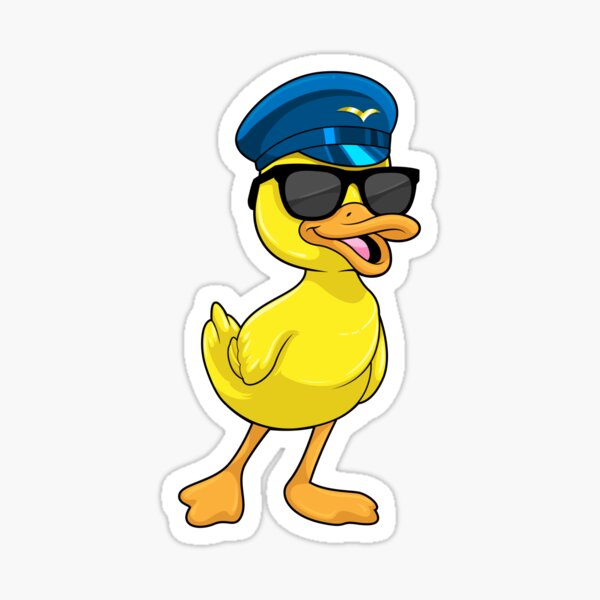 "Duck as Pilot with Pilot hat" Sticker by Snabdesign84 | Redbubble