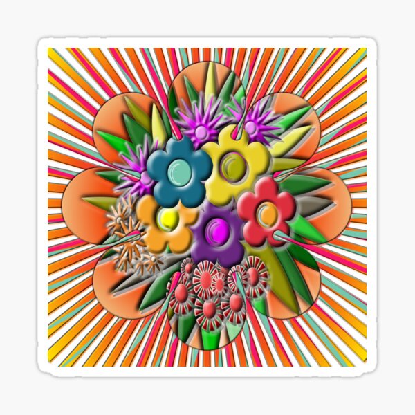 "Psychedelic Flower Sticker " Sticker for Sale by GrumpyMooStudio ...