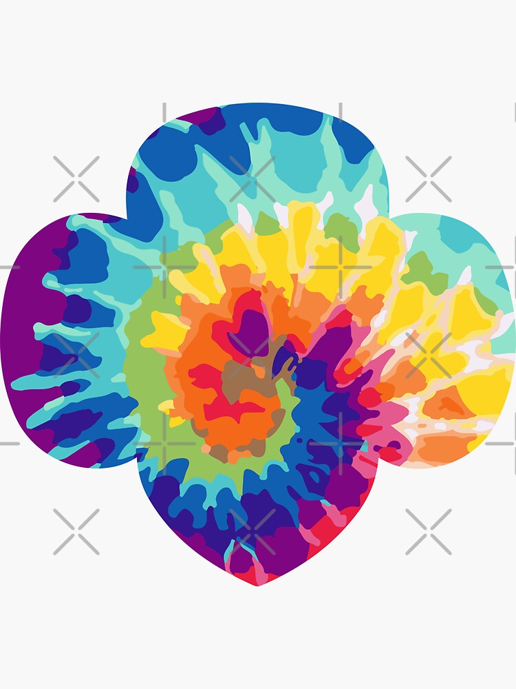 "Bright Colors Tie Dye Trefoil" Sticker for Sale by l-redfern | Redbubble