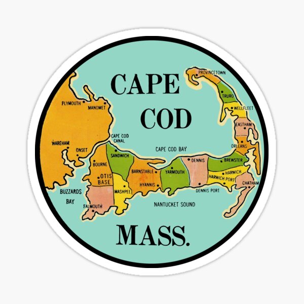 "Cap Cod Map" Sticker by zsonn | Redbubble