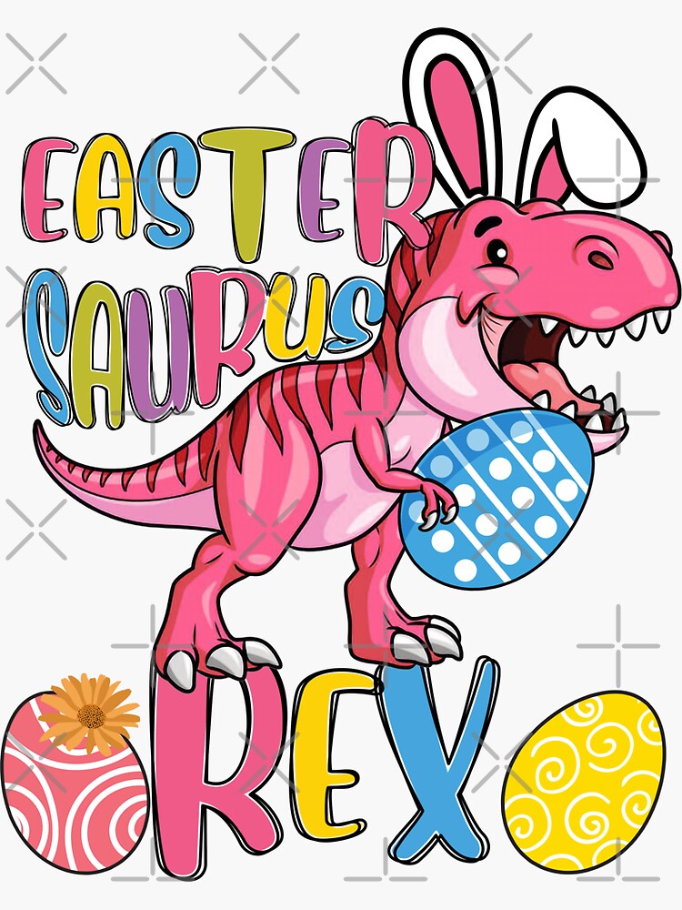 "Happy Easter T- Rex" Sticker by Bawzen | Redbubble